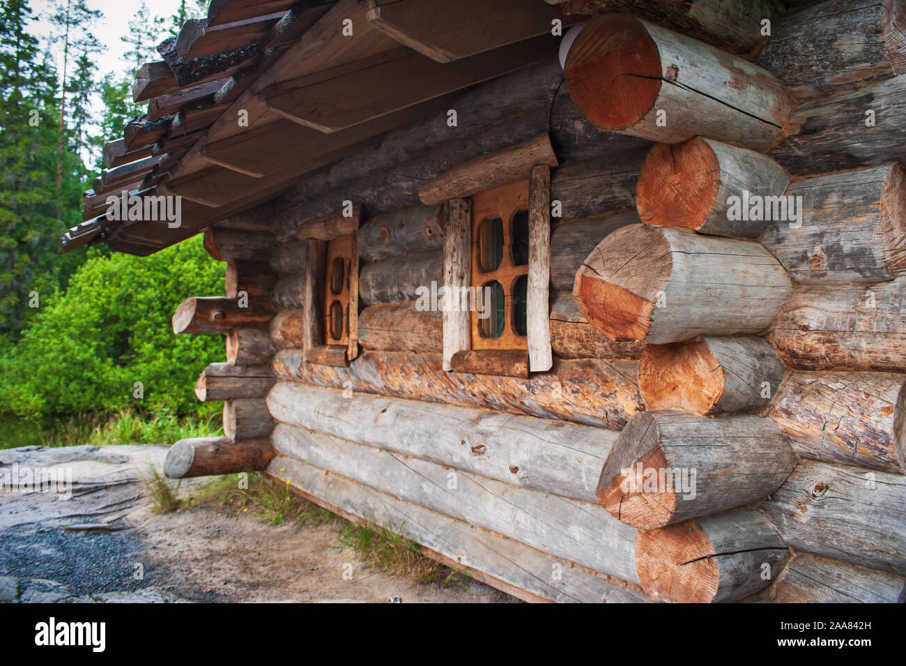 Old abandoned hut in the forest Stock Photo - Alamy