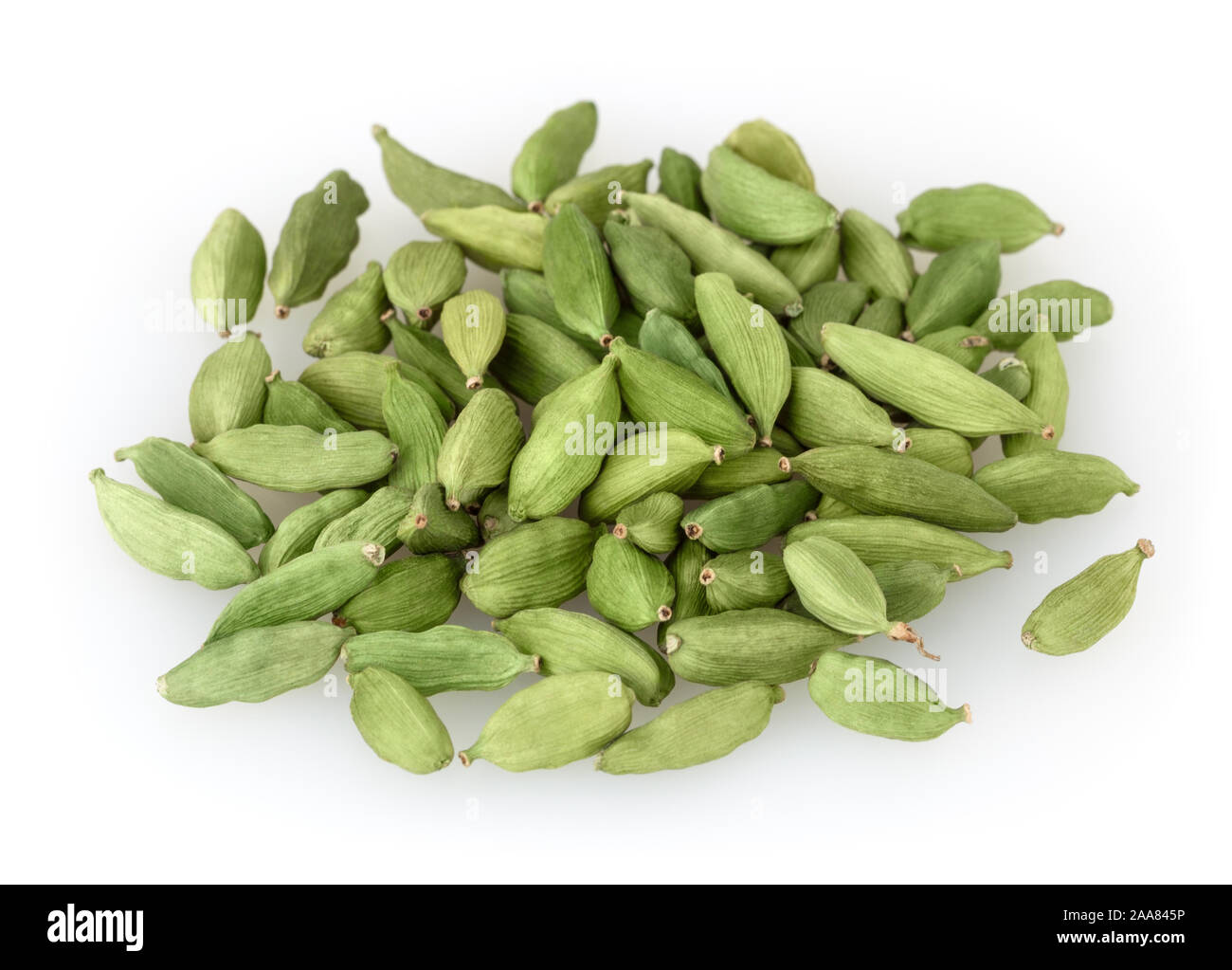 Green cardamon pods isolated on white background Stock Photo - Alamy