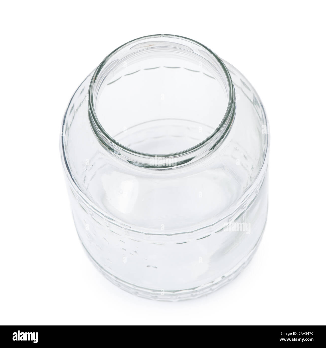 Empty glass jar with condensate isolated on white background Stock ...