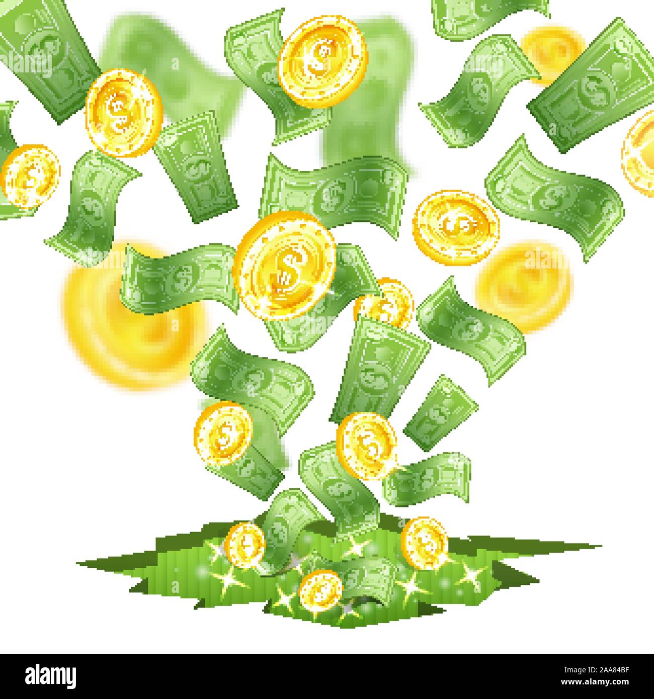 Banknotes gold coins depth hi-res stock photography and images - Alamy