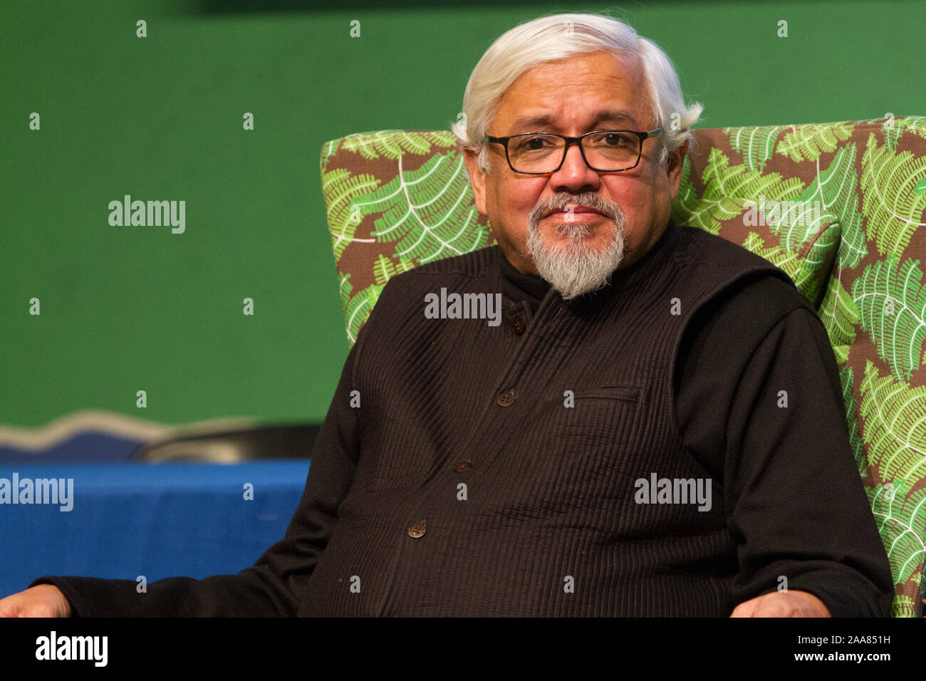Turin, Italy. 18th Nov, 2019. Indian writer Amitav Ghosh during a book ...