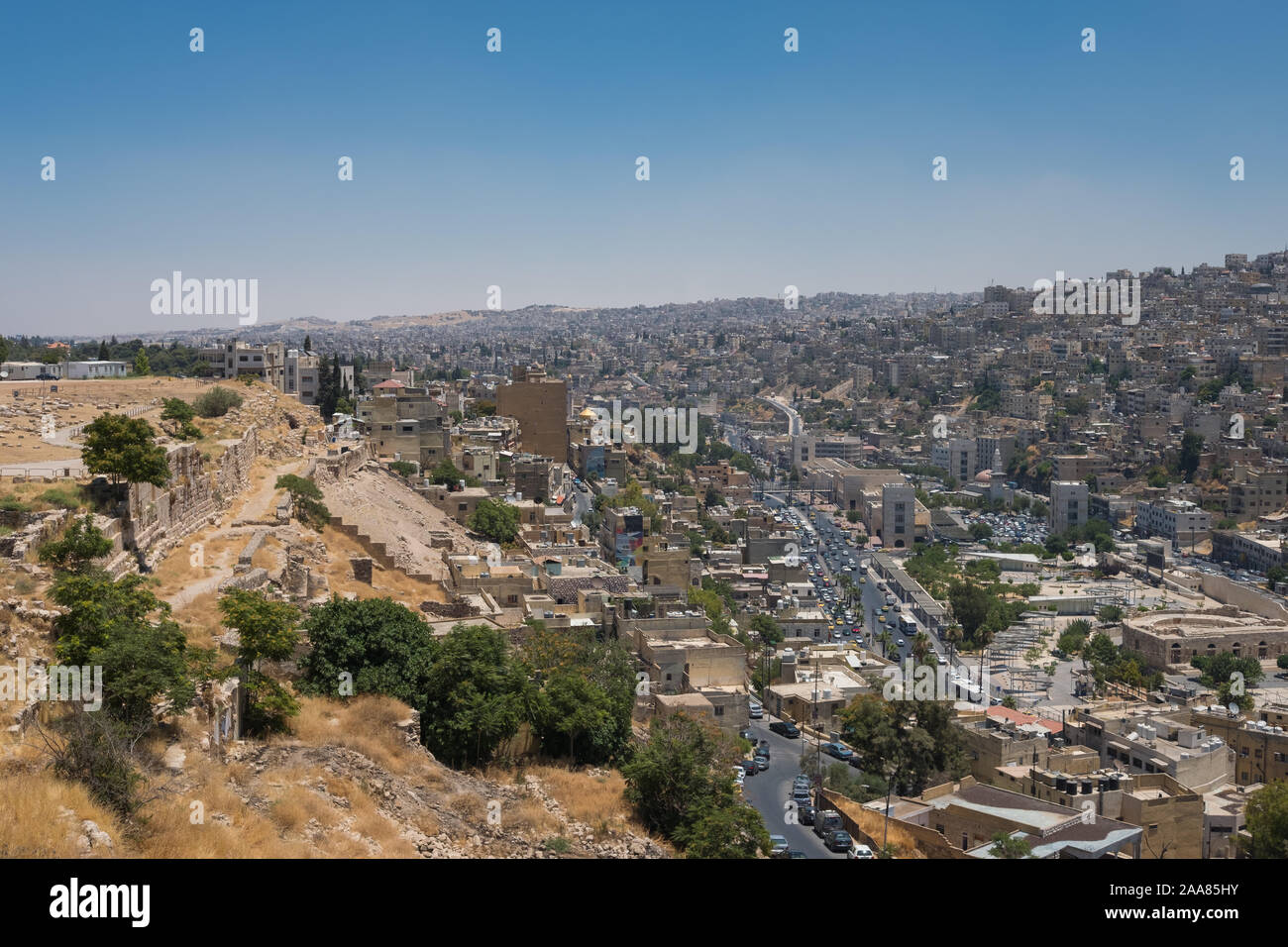 View of the side of the Citadel and the city of Amman, Jordan Stock ...