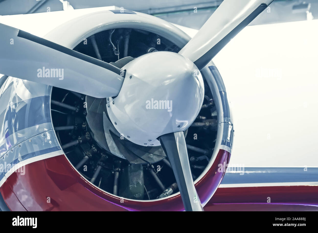 Turboprop light engine aircraft, close up view Stock Photo - Alamy
