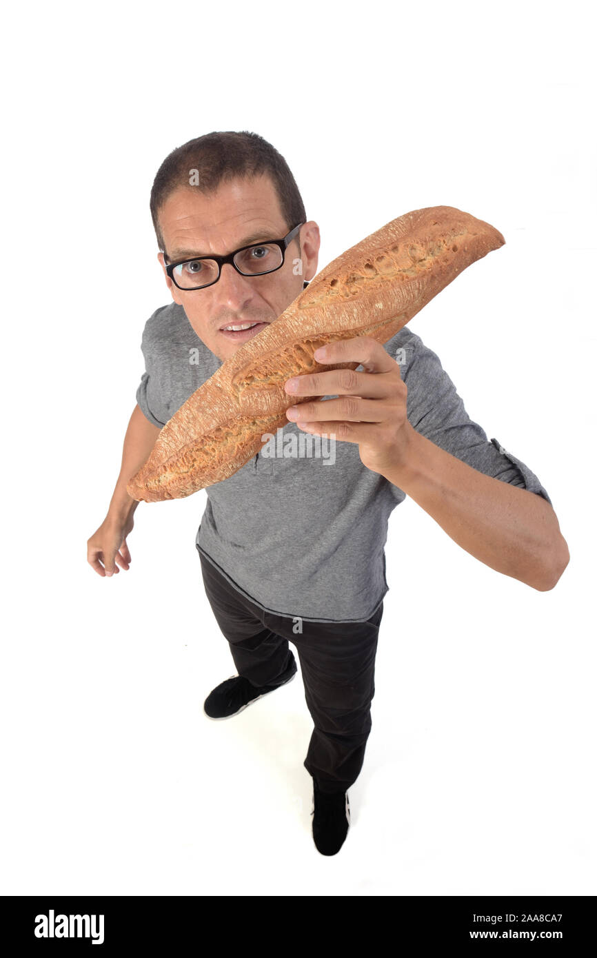 Man eating snack bread Cut Out Stock Images & Pictures - Alamy