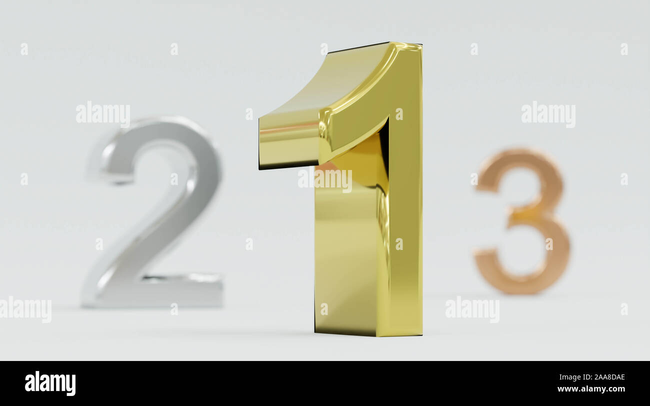 abstract metal winner podium 123 competition numbers in gold, silver ...