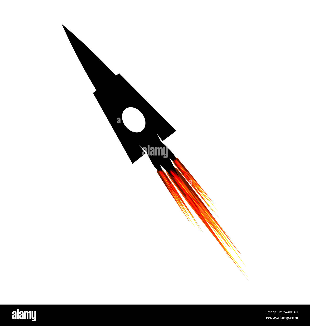 Rocket. Black silhouette. illustration on isolated background Stock ...