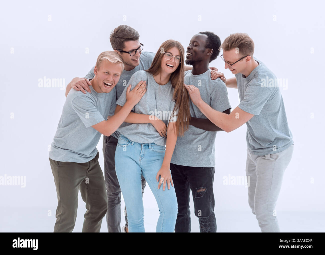 group of diverse friendly young people . isolated on white Stock Photo ...