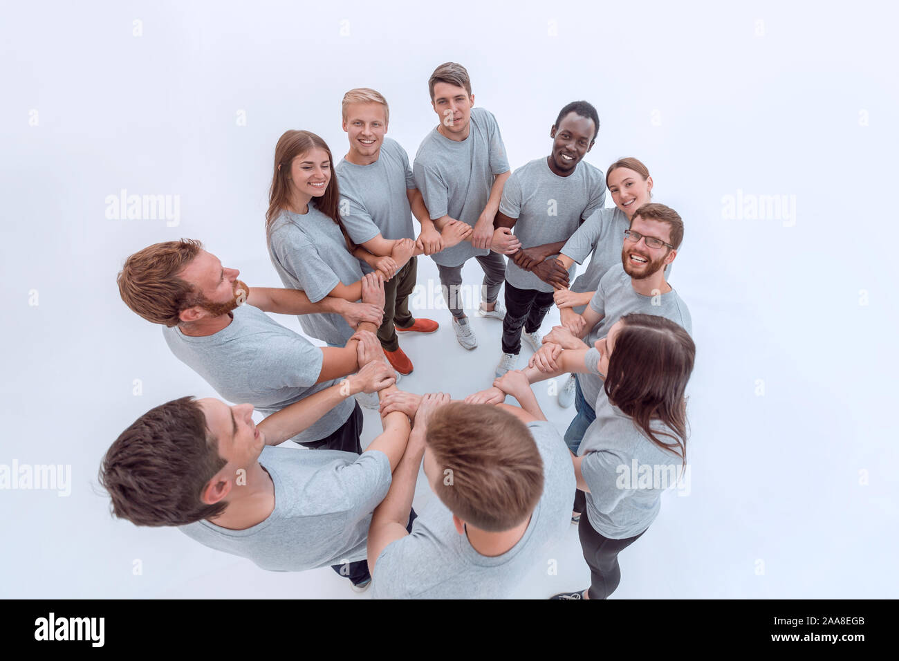 top view. a group of like-minded people standing in a circle Stock ...