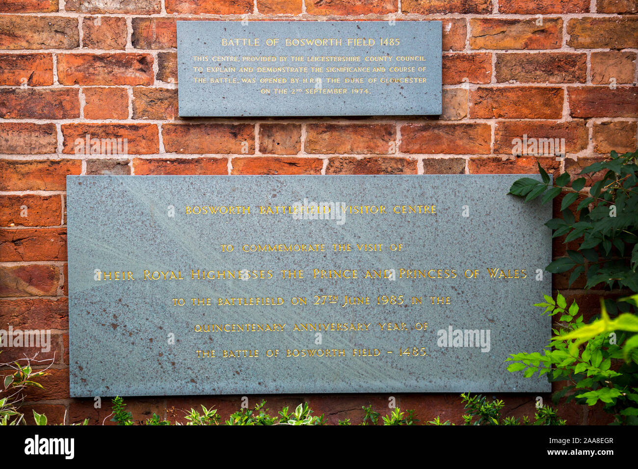 Plaque to mark a Royal Visit on the 500th Anniversary of the battle ...