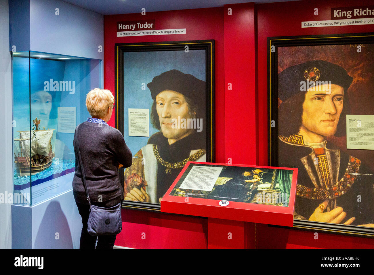A visitor reading about the two combatants at the Bosworth Battlefield ...
