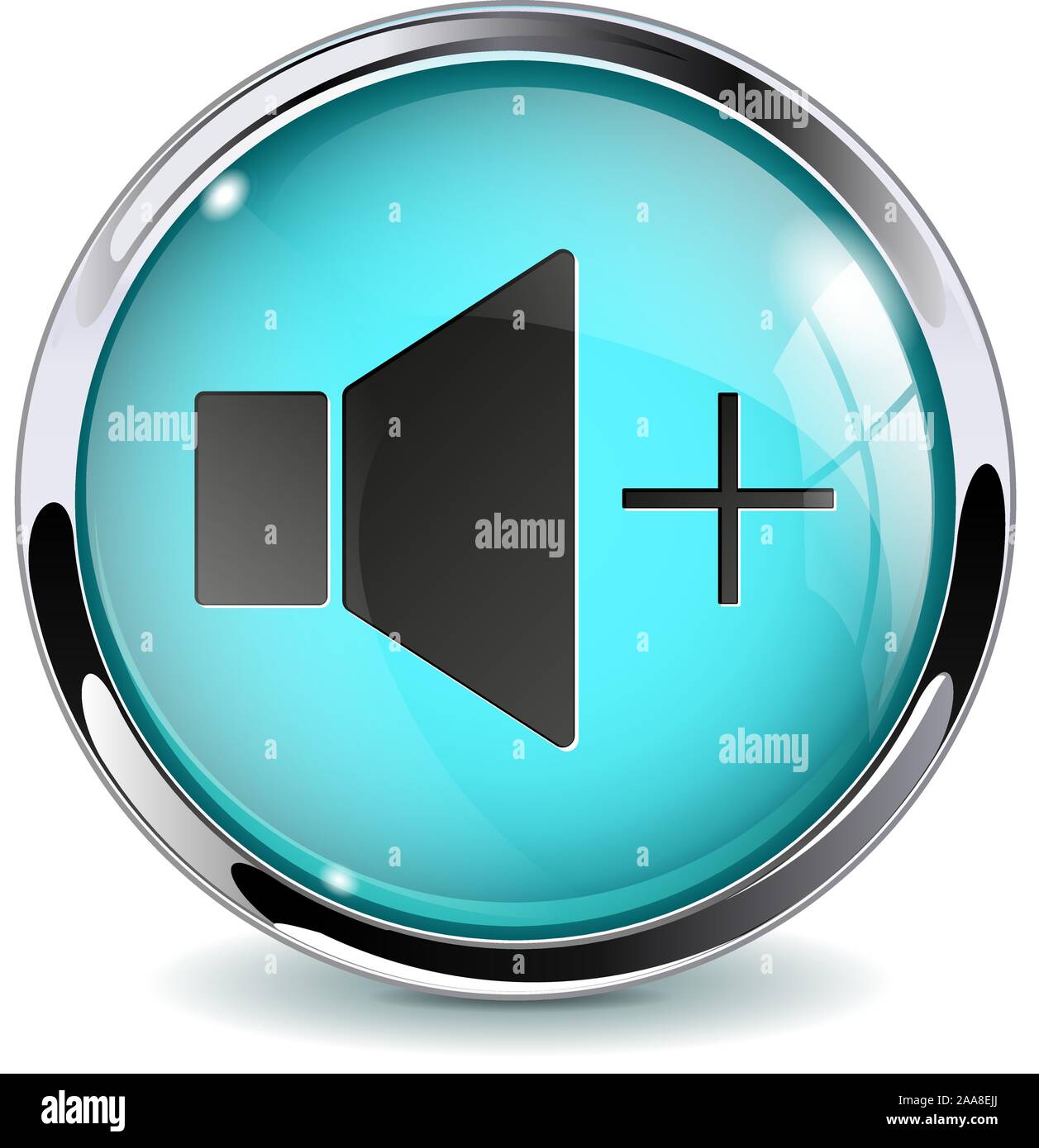 Web button Volume. Blue glass 3d icon with metal frame Stock Vector ...