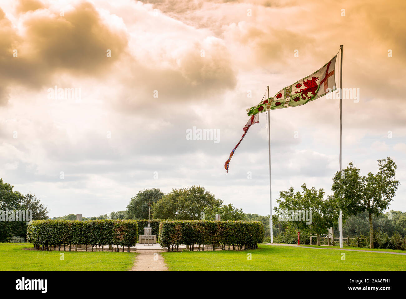 The flags of the two sides - the Houses of York and Lancaster - at the ...