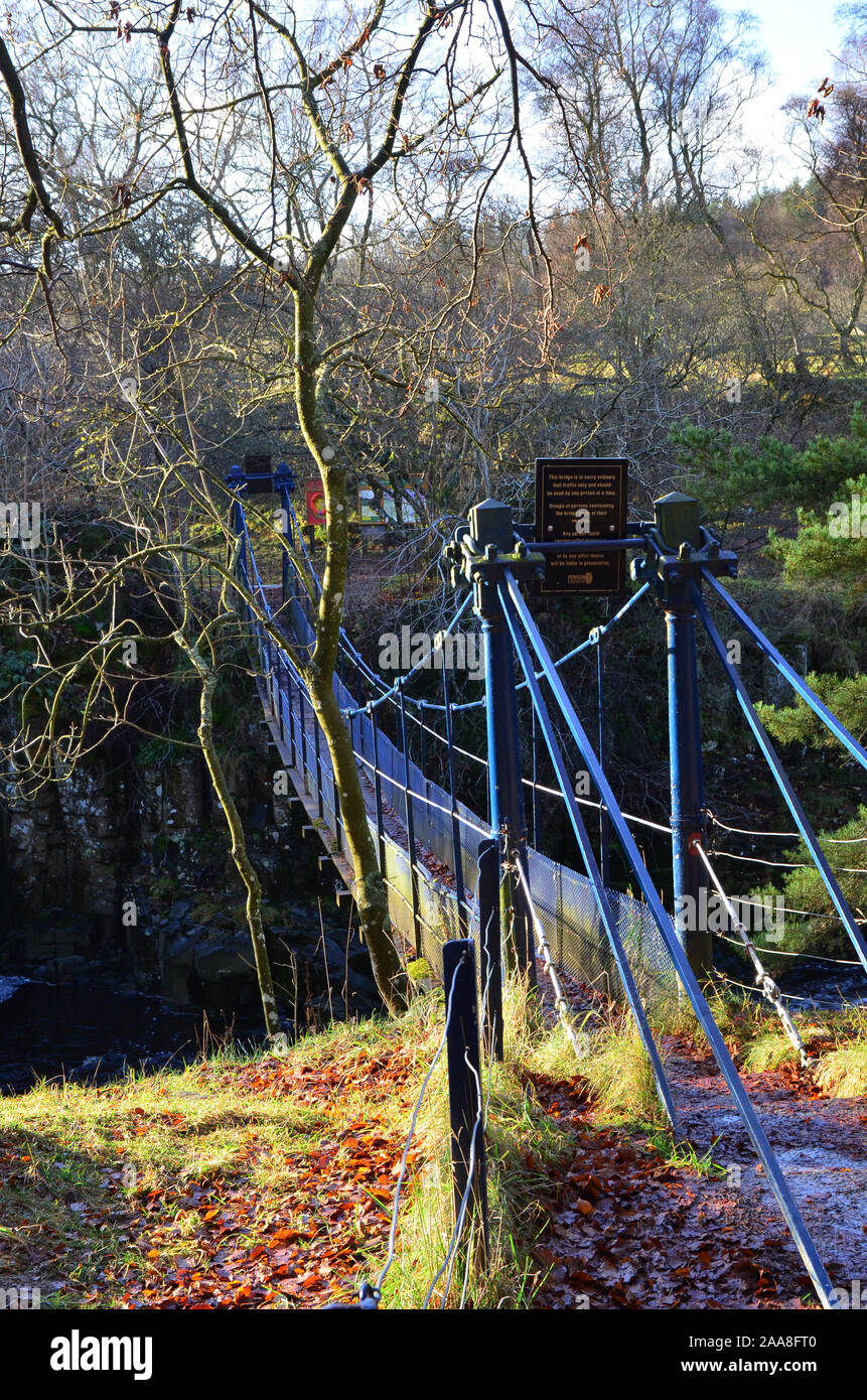 Wynch Bridge, River Tees, Low force waterfall Stock Photo - Alamy