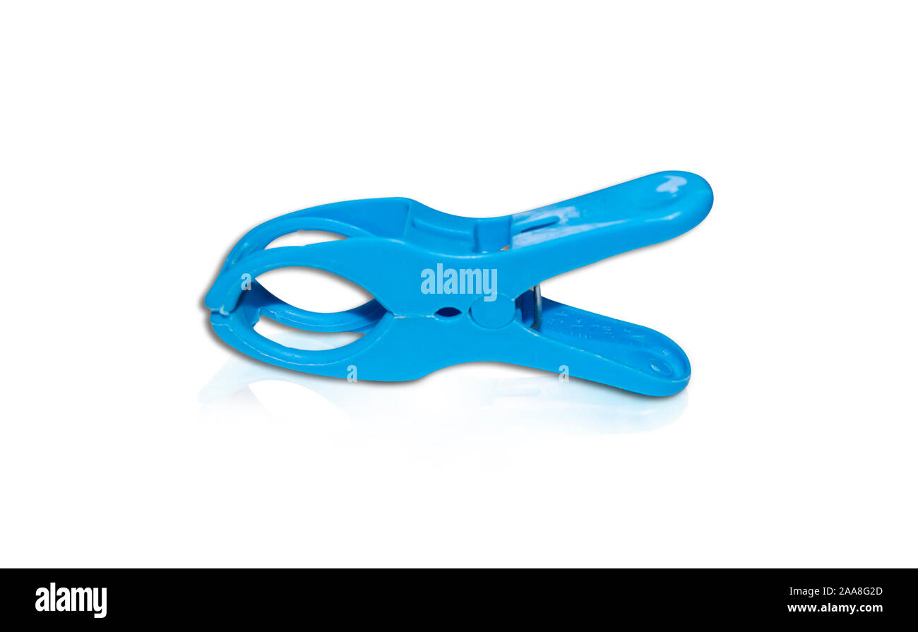 Plastic clamp on white background Stock Photo - Alamy