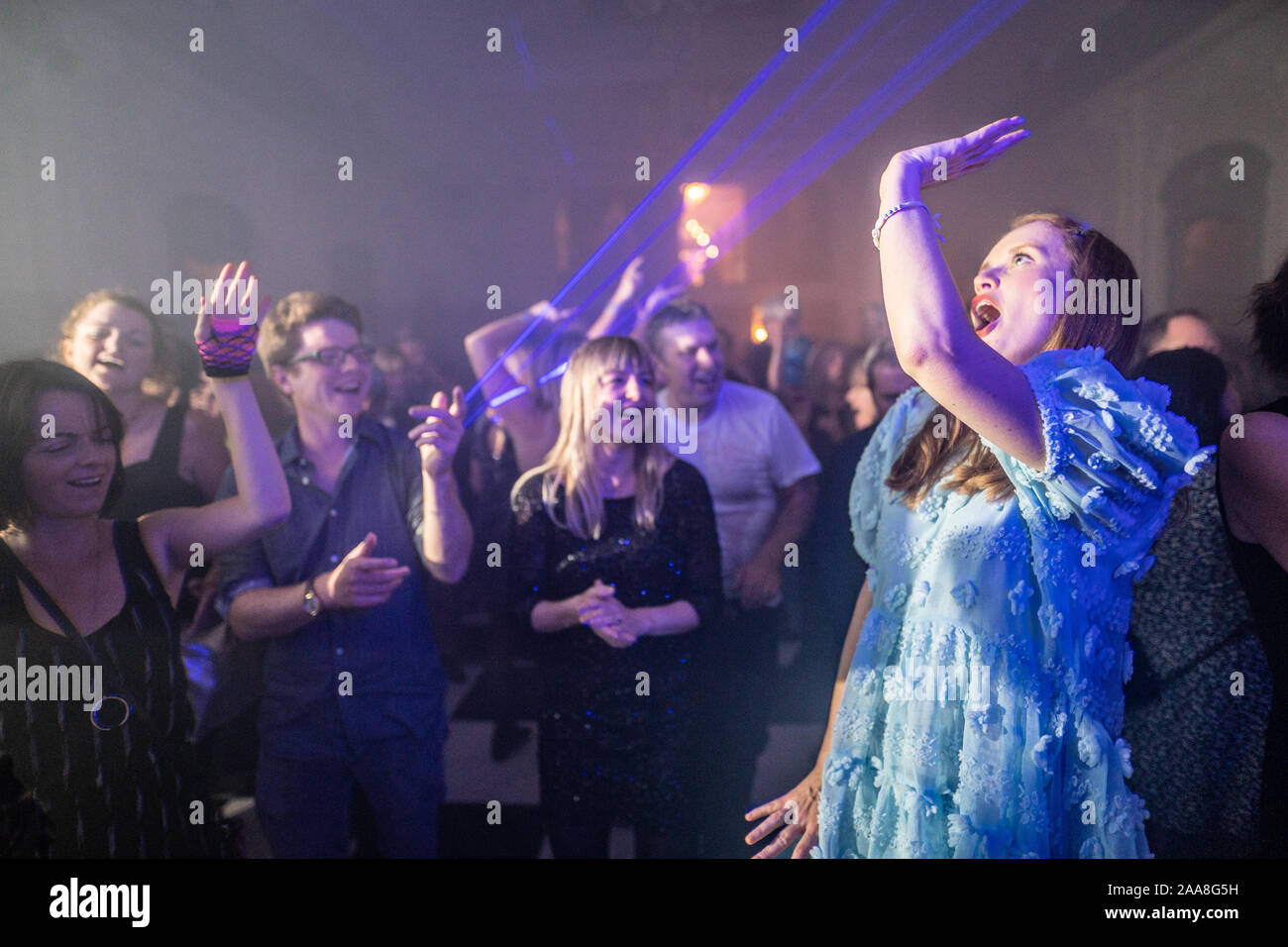 Party goers at the Lost in Disco club night at Bush Hall in London ...