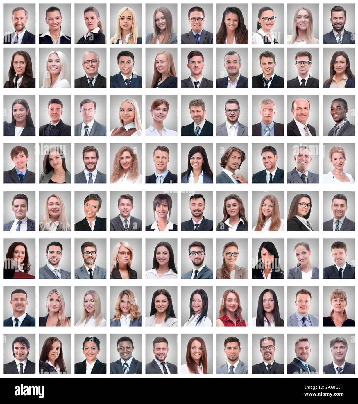 portraits of a group of successful employees isolated on white Stock ...