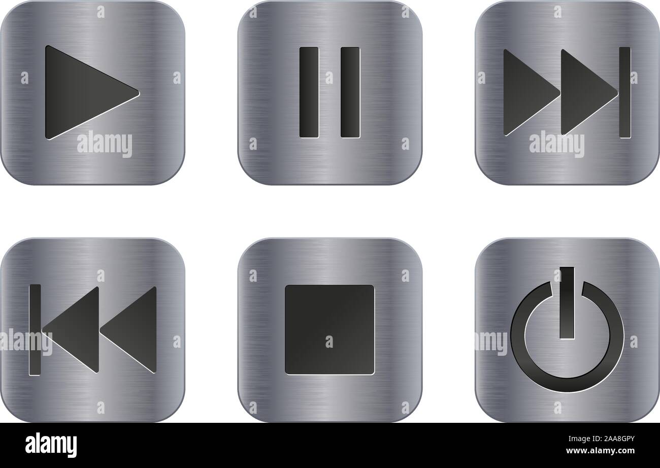 Metal media buttons Stock Vector Image & Art - Alamy
