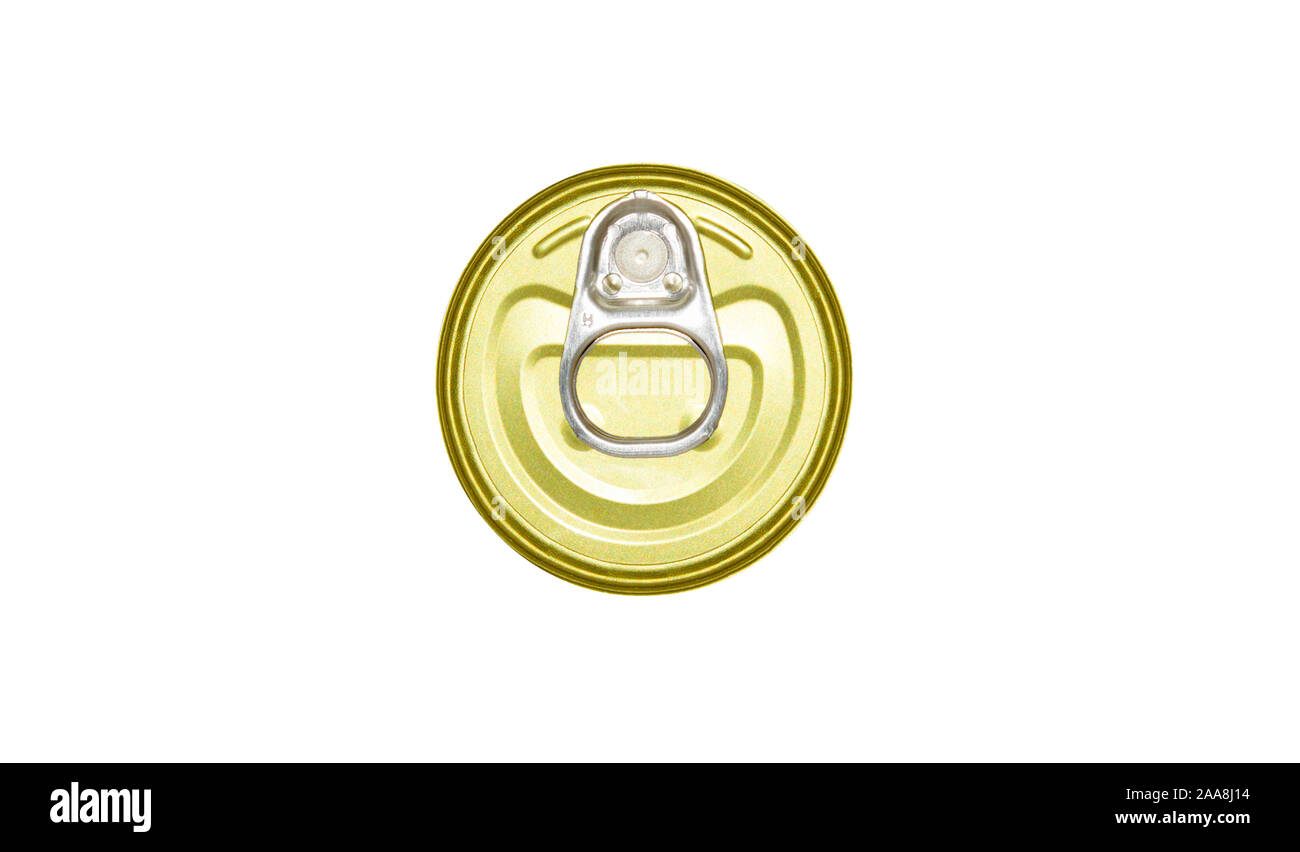 top of tin with opener isolated on white background Stock Photo - Alamy
