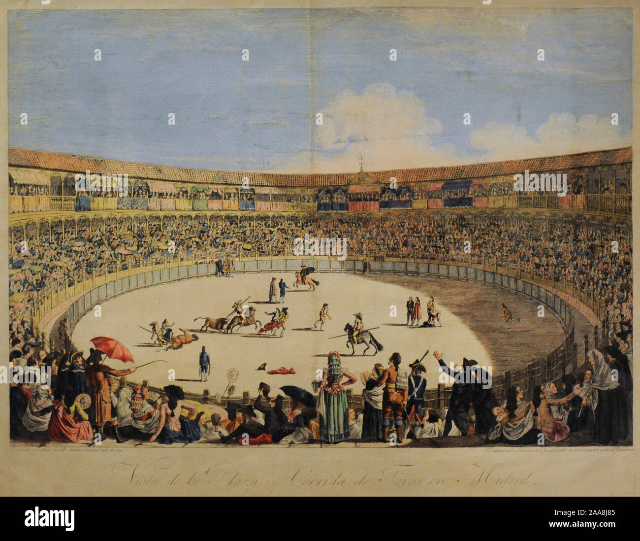 Spain. View of a Bullfight in Madrid, 1791. Etching on paper. By ...