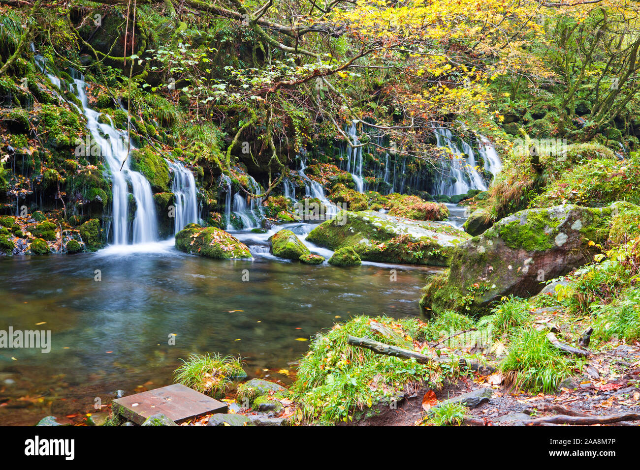 Mototaki Waterfall at autumn in Akita prefecture, Tohoku, Japan Stock ...