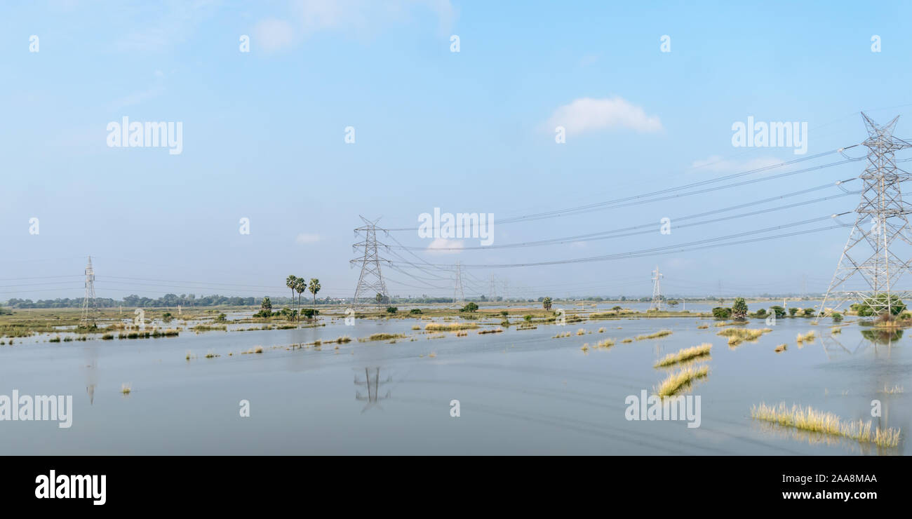 Agricultural land affected by flood. Flooded Food crop Fields. A ...