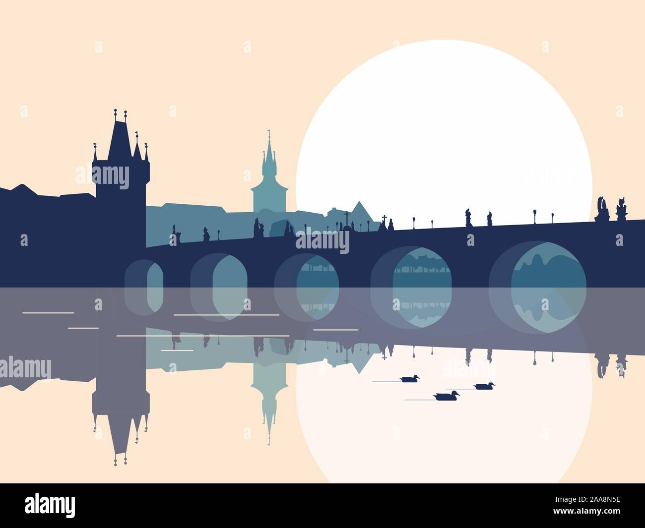 Charles bridge silhouette Stock Vector Image & Art - Alamy