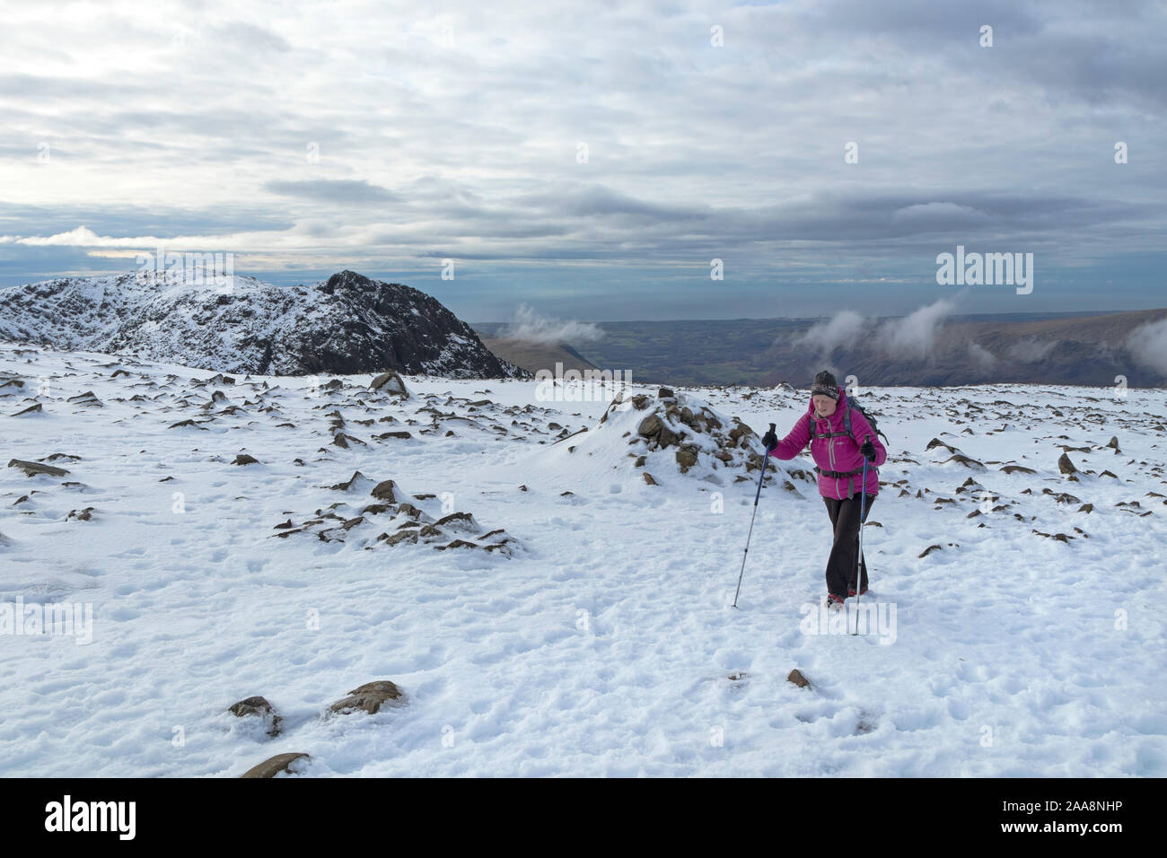 Scafell winter walker snow hi-res stock photography and images - Alamy