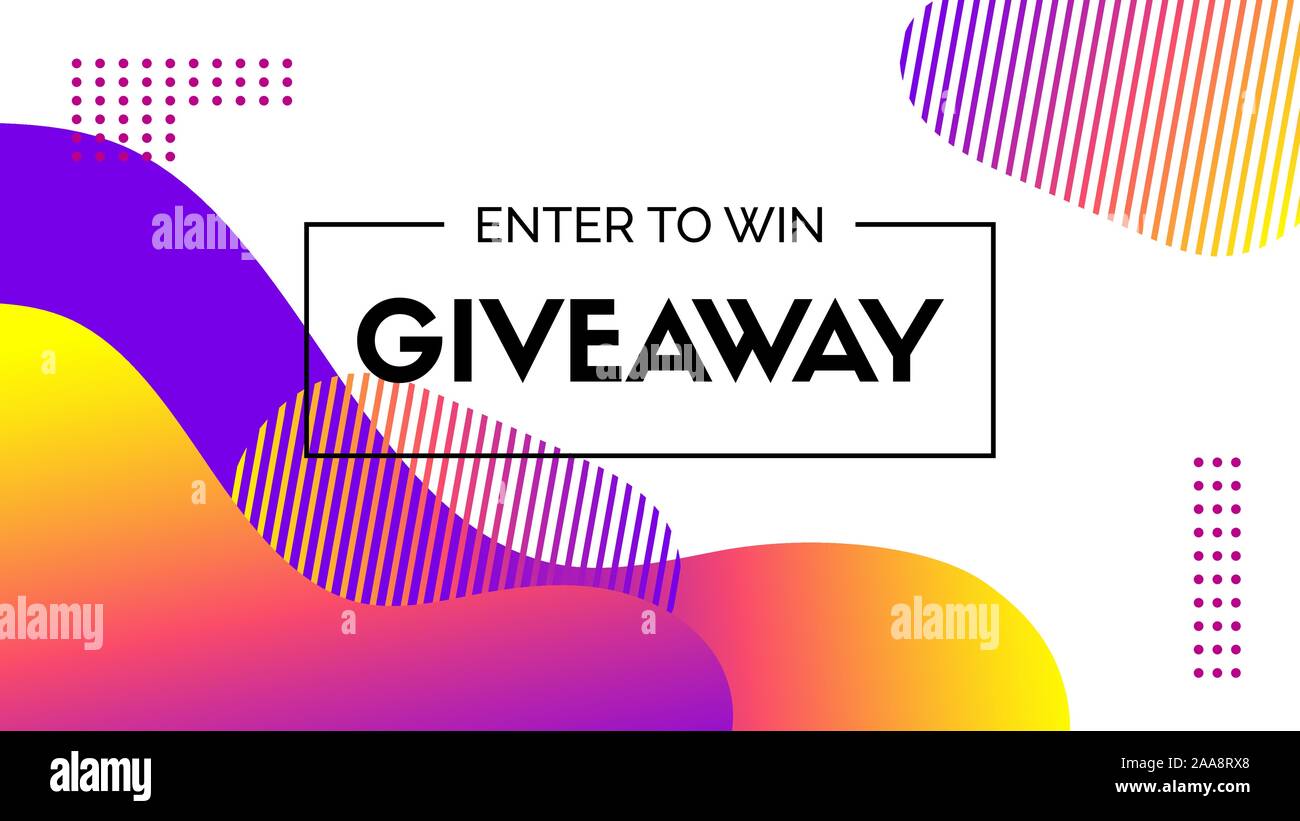 Vector giveaway banner. Abstract liquid colorful shapes on a white ...