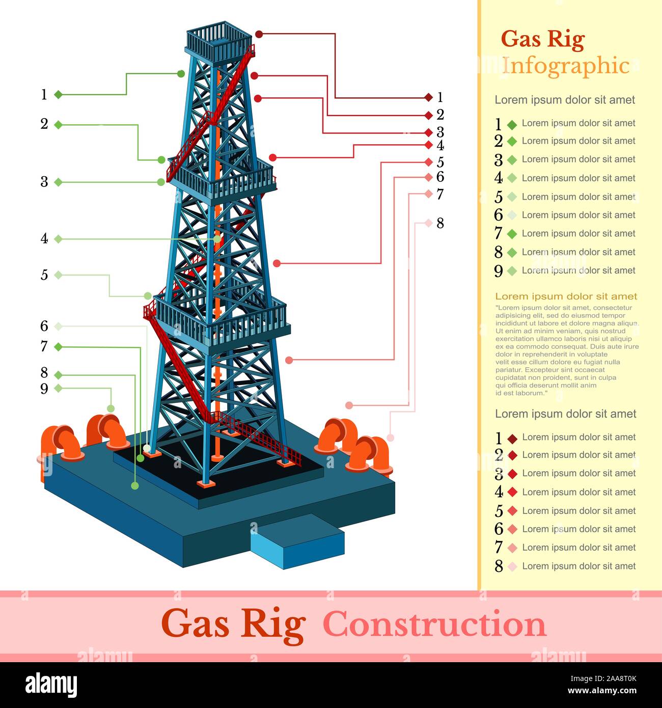 oil derrick tower or gas rig infographic on white Stock Vector Image ...