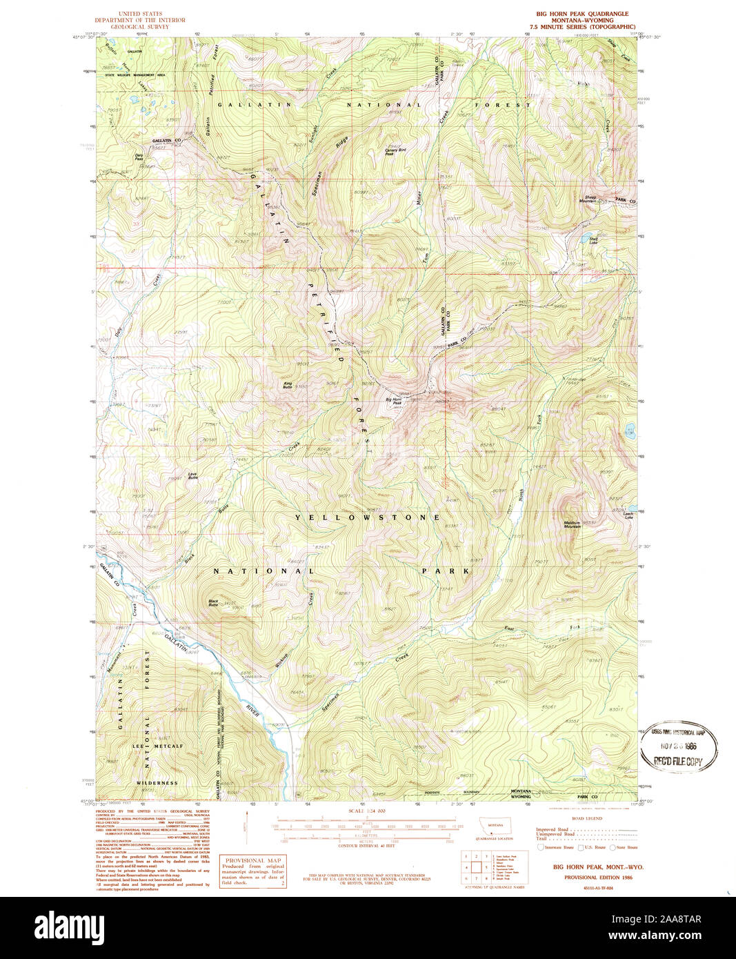 USGS TOPO Map Montana MT Big Horn Peak 262438 1986 24000 Restoration ...