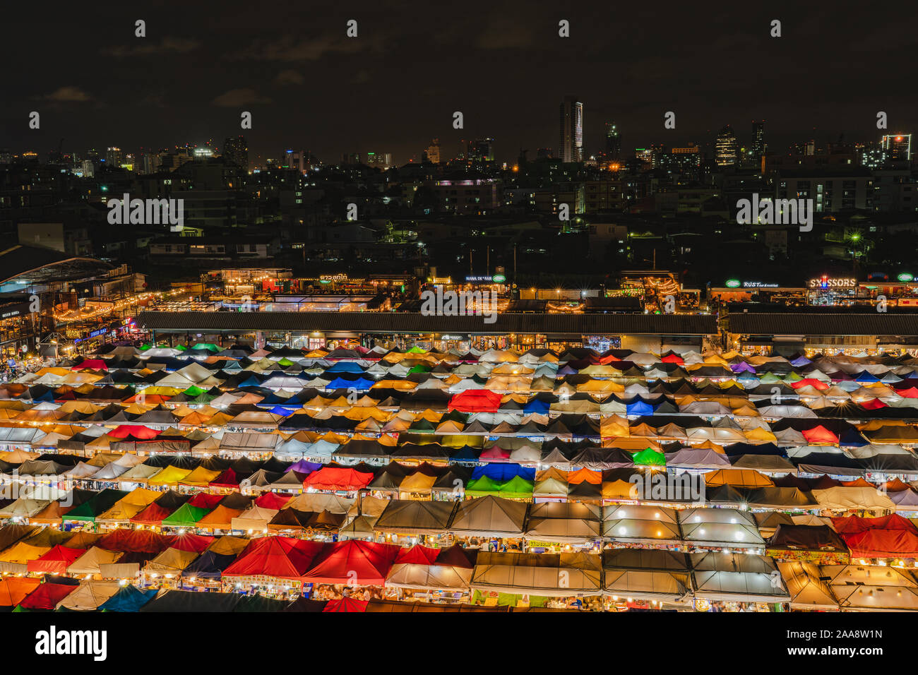 Night market top view Stock Photo - Alamy