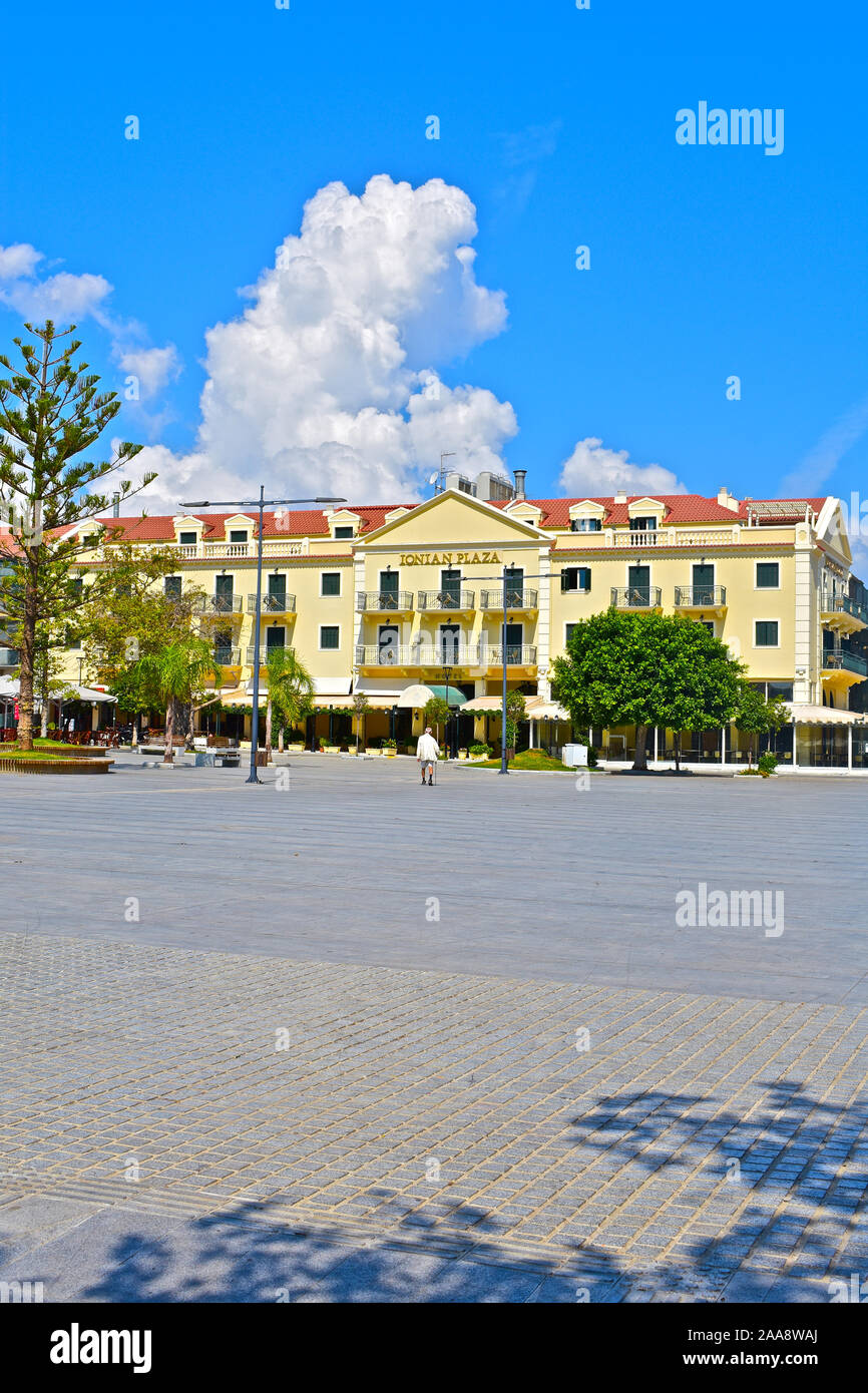 The Ionian Plaza Hotel in the central square of the island's capital ...