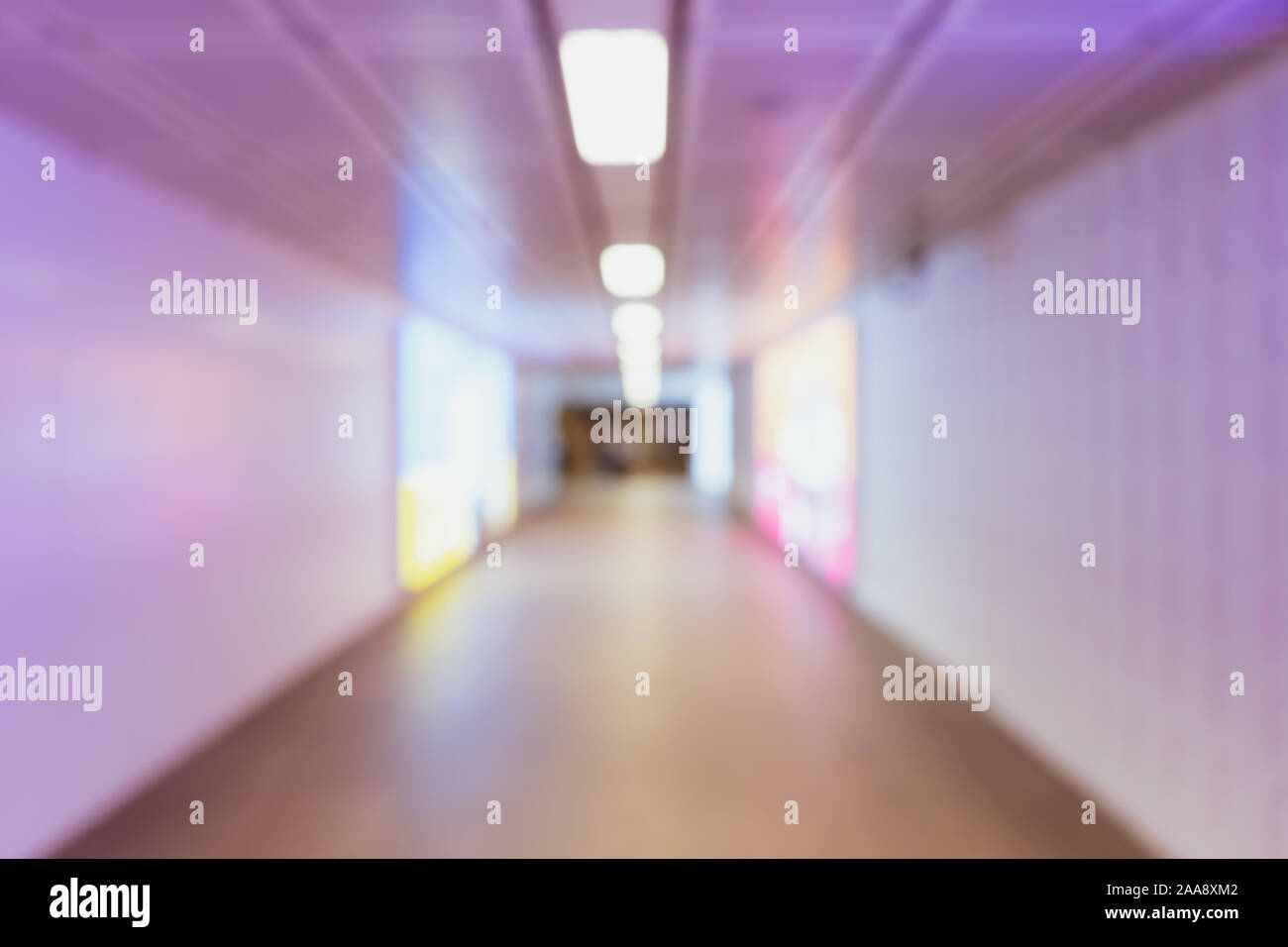 Walking path with bright colorful light. blur walk way platform in to ...