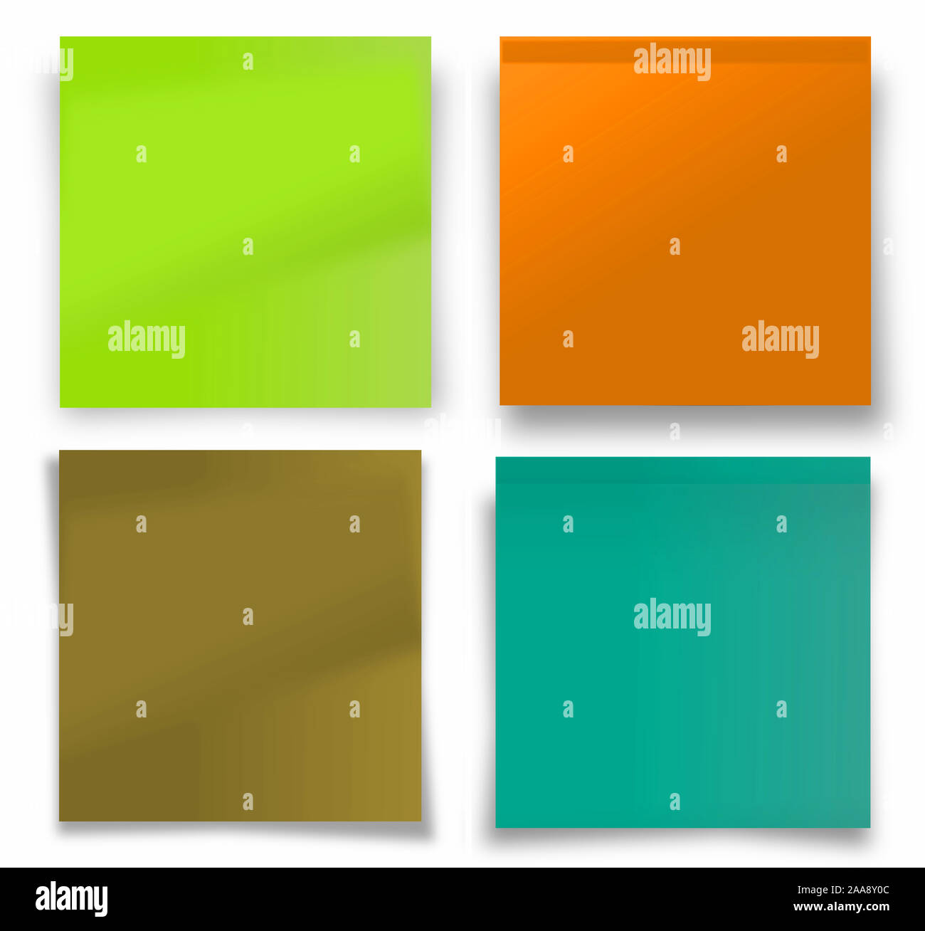 Blank color message sticky papers set on white background Stock Photo ...