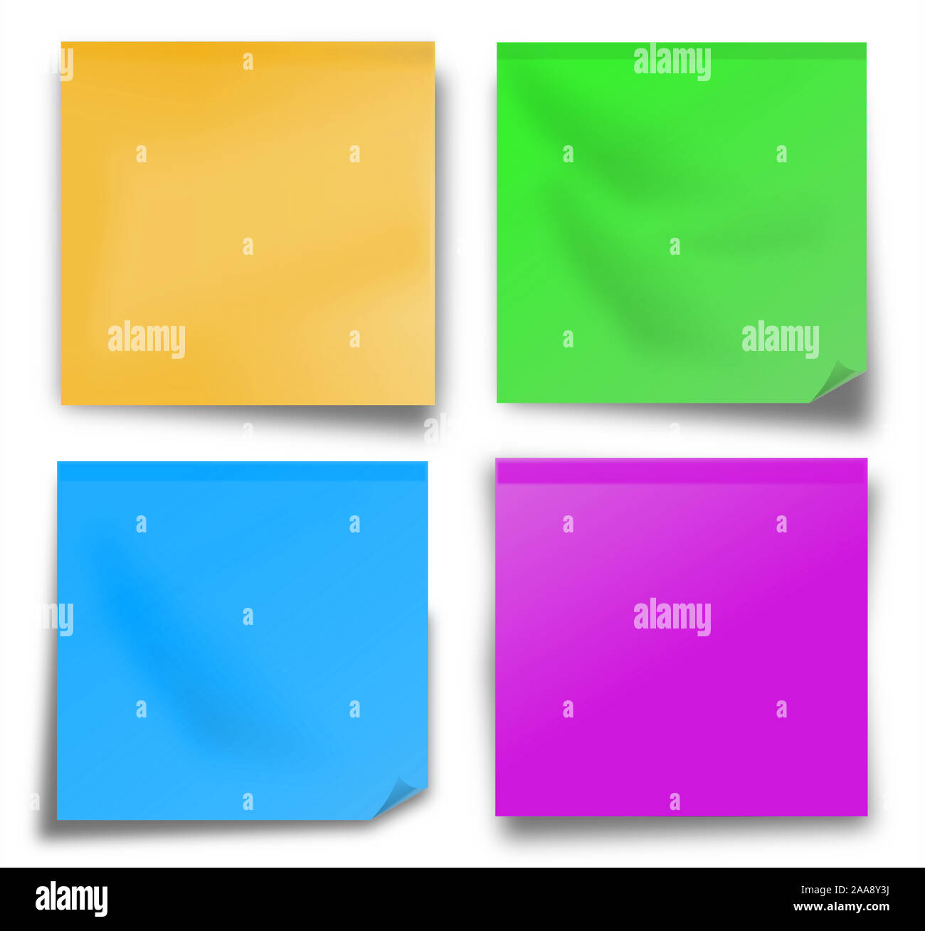Blank color message sticky papers set on white background Stock Photo ...