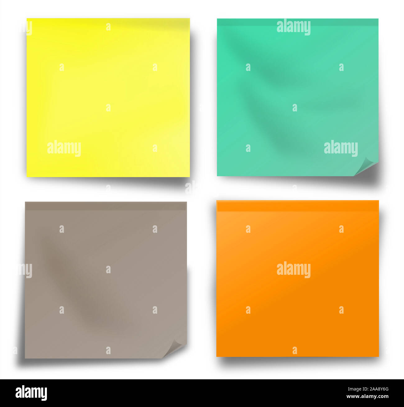 Blank color message sticky papers set on white background Stock Photo ...