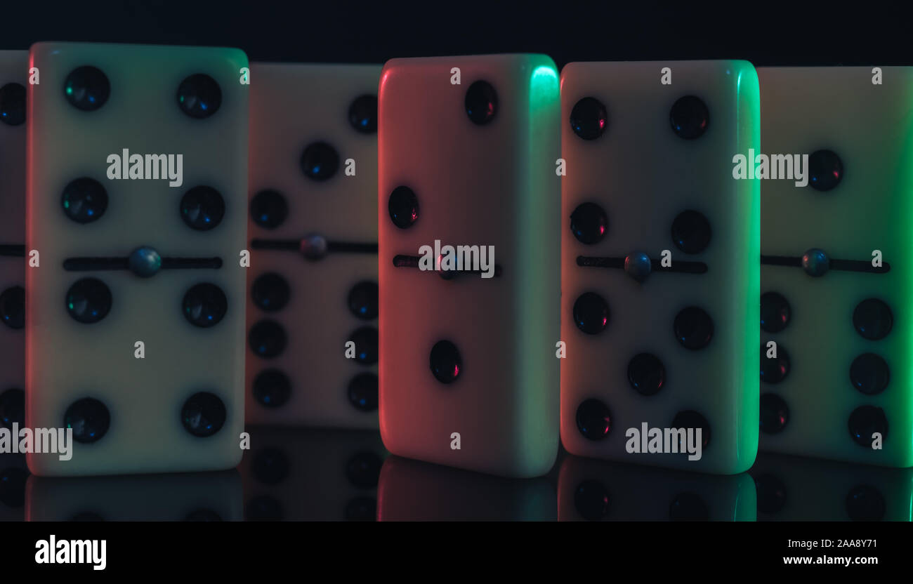 Close up beautiful vintage dominoes in the color light. Background ...