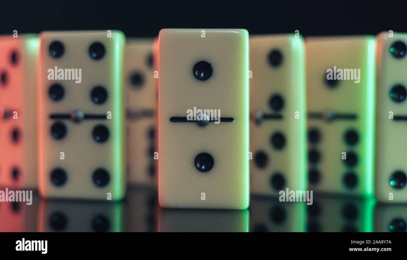 Close up beautiful vintage dominoes in the color light. Background ...