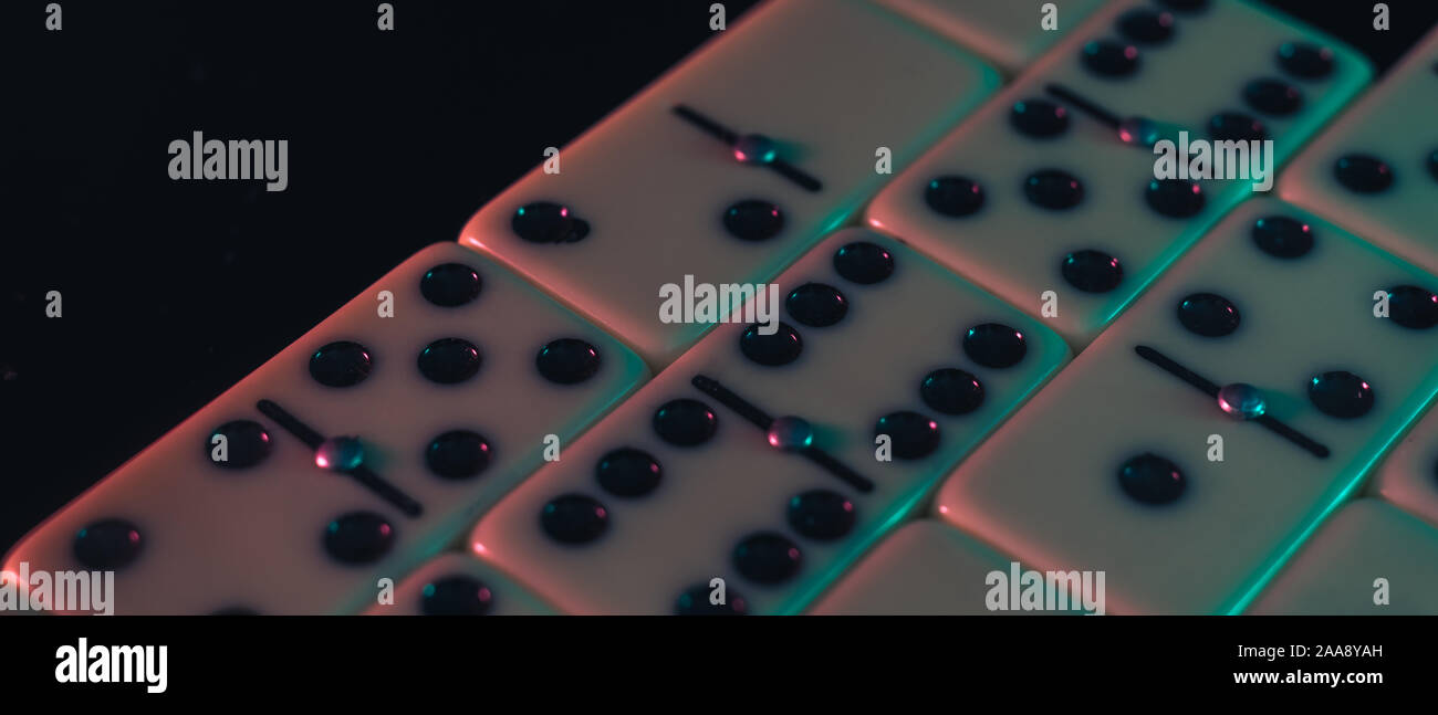 Close up beautiful vintage dominoes in the color light. Background ...