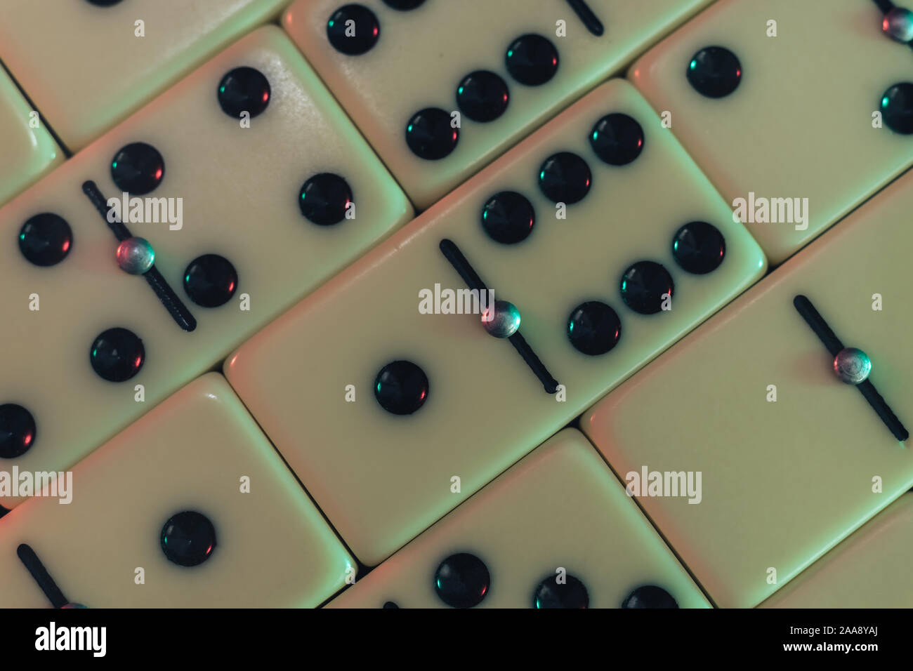Close up beautiful vintage dominoes in the color light. Background ...