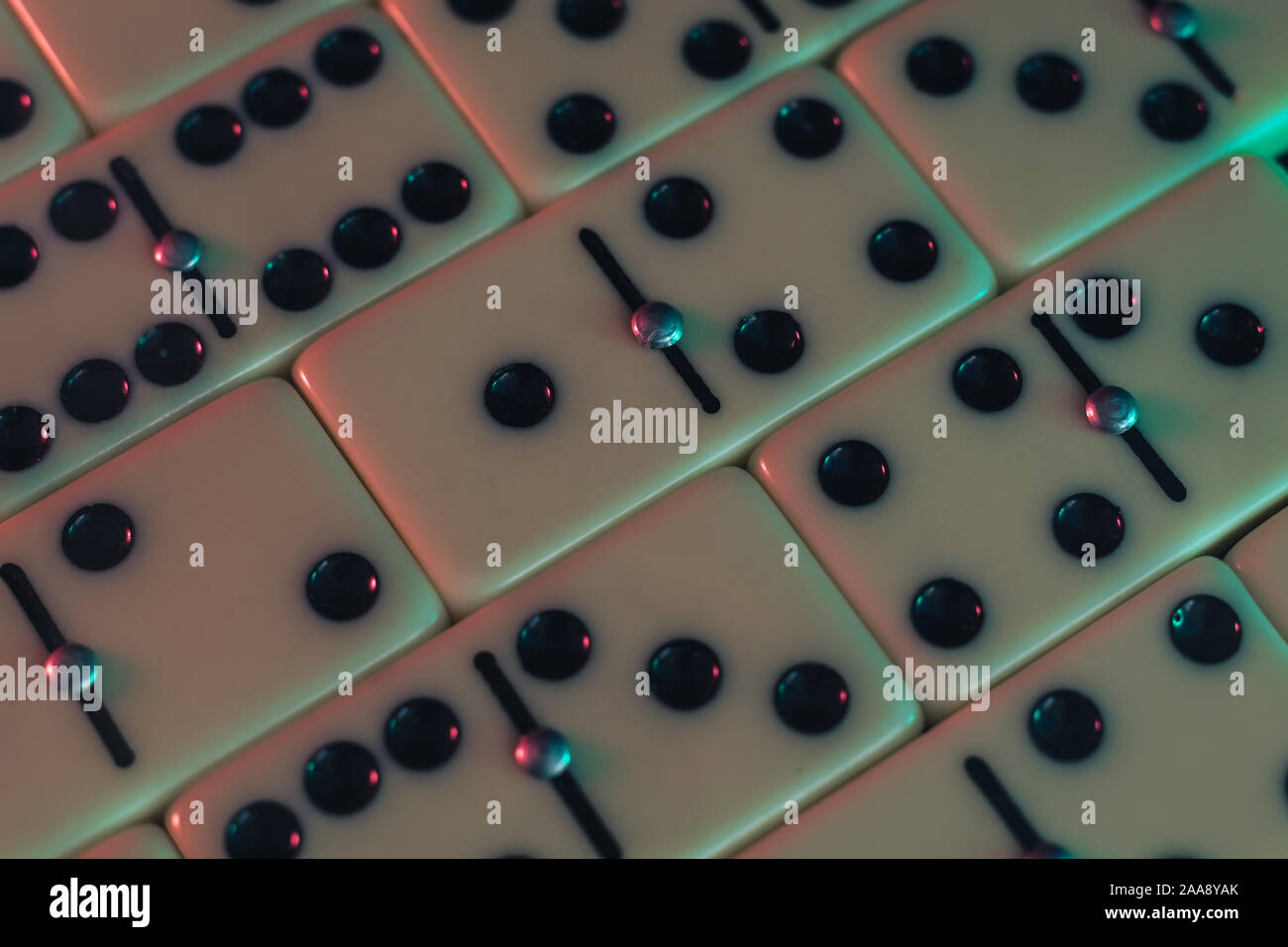 Close up beautiful vintage dominoes in the color light. Background ...