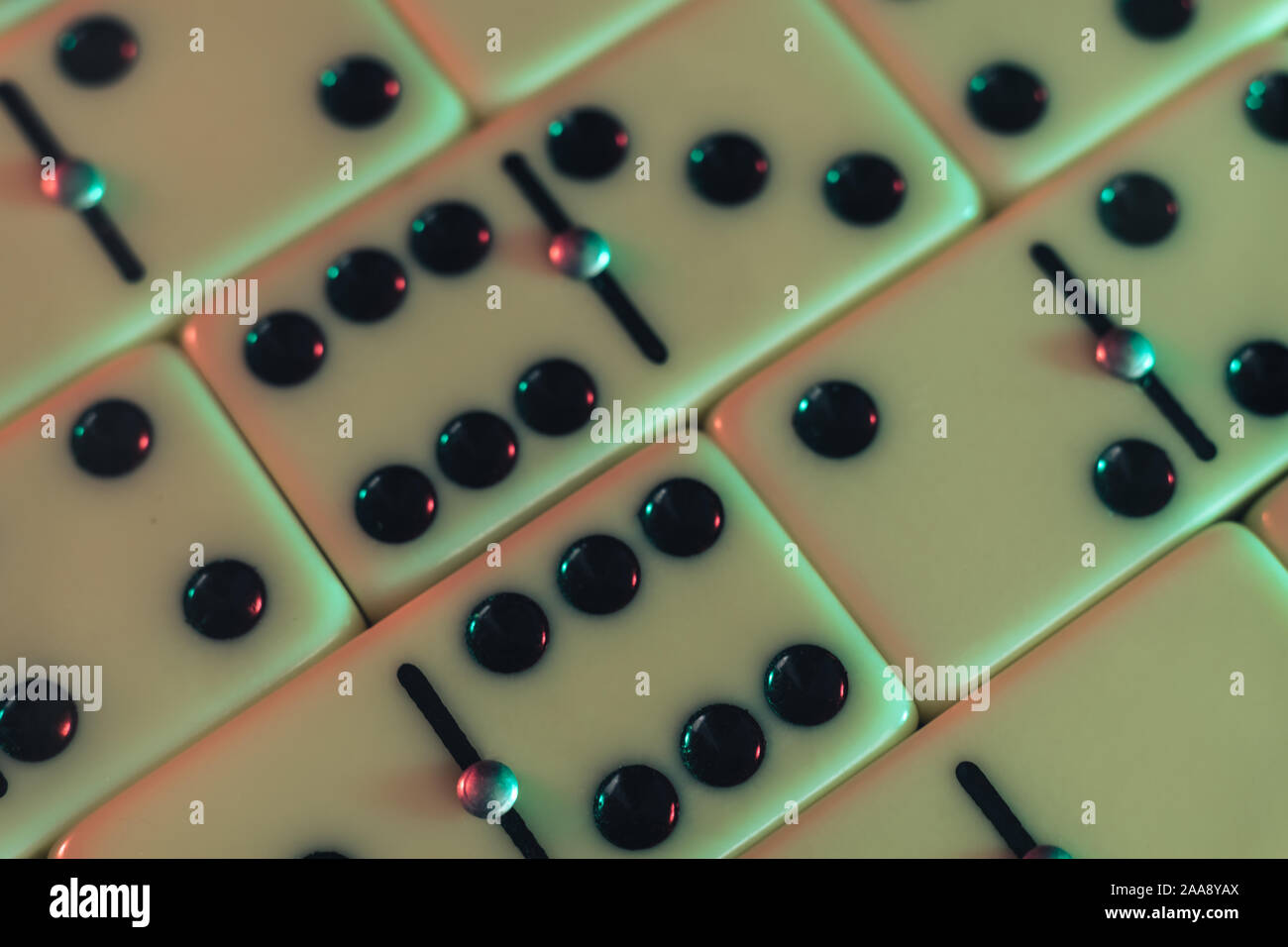 Close up beautiful vintage dominoes in the color light. Background ...