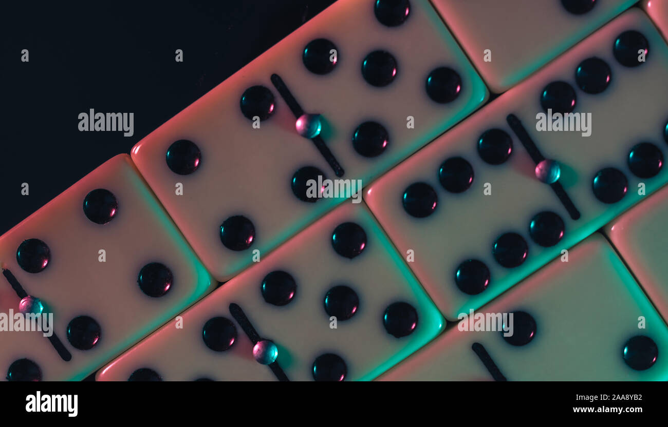 Close up beautiful vintage dominoes in the color light. Background ...