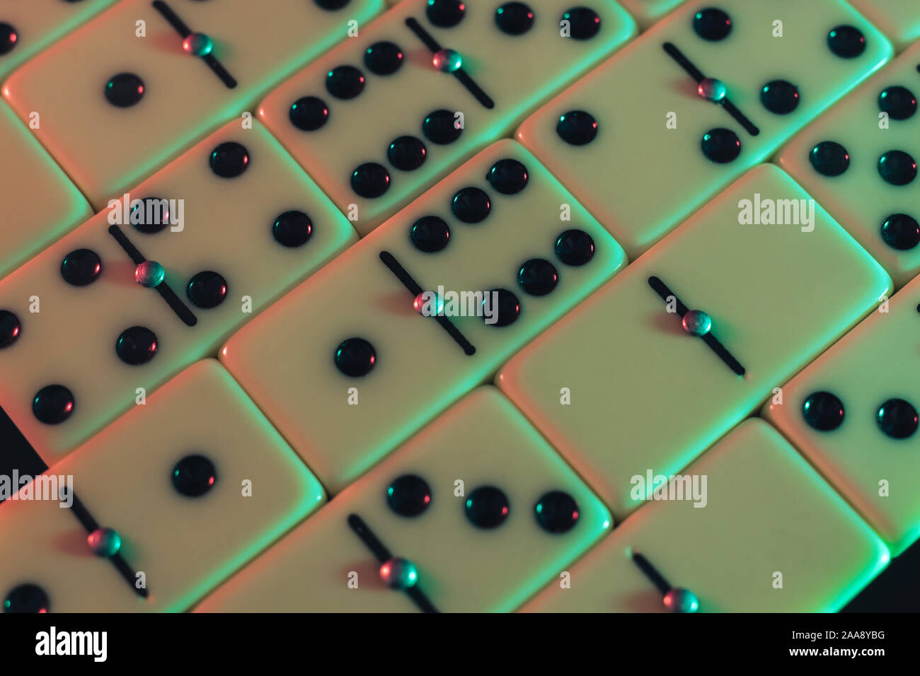 Close up beautiful vintage dominoes in the color light. Background ...