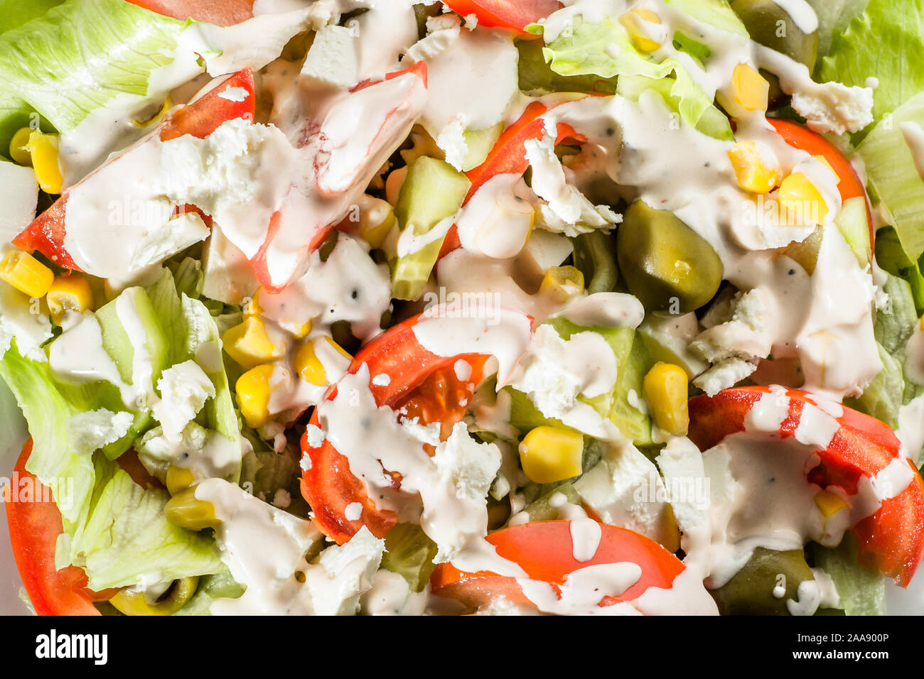 Closeup of salads texture, vegetable salad backgrounds Stock Photo - Alamy