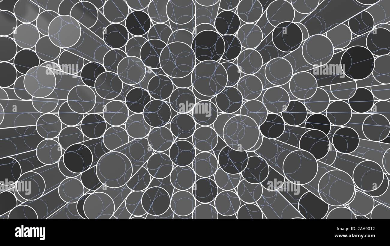 Abstract background of colorful outline cylinders. 3D illustration ...