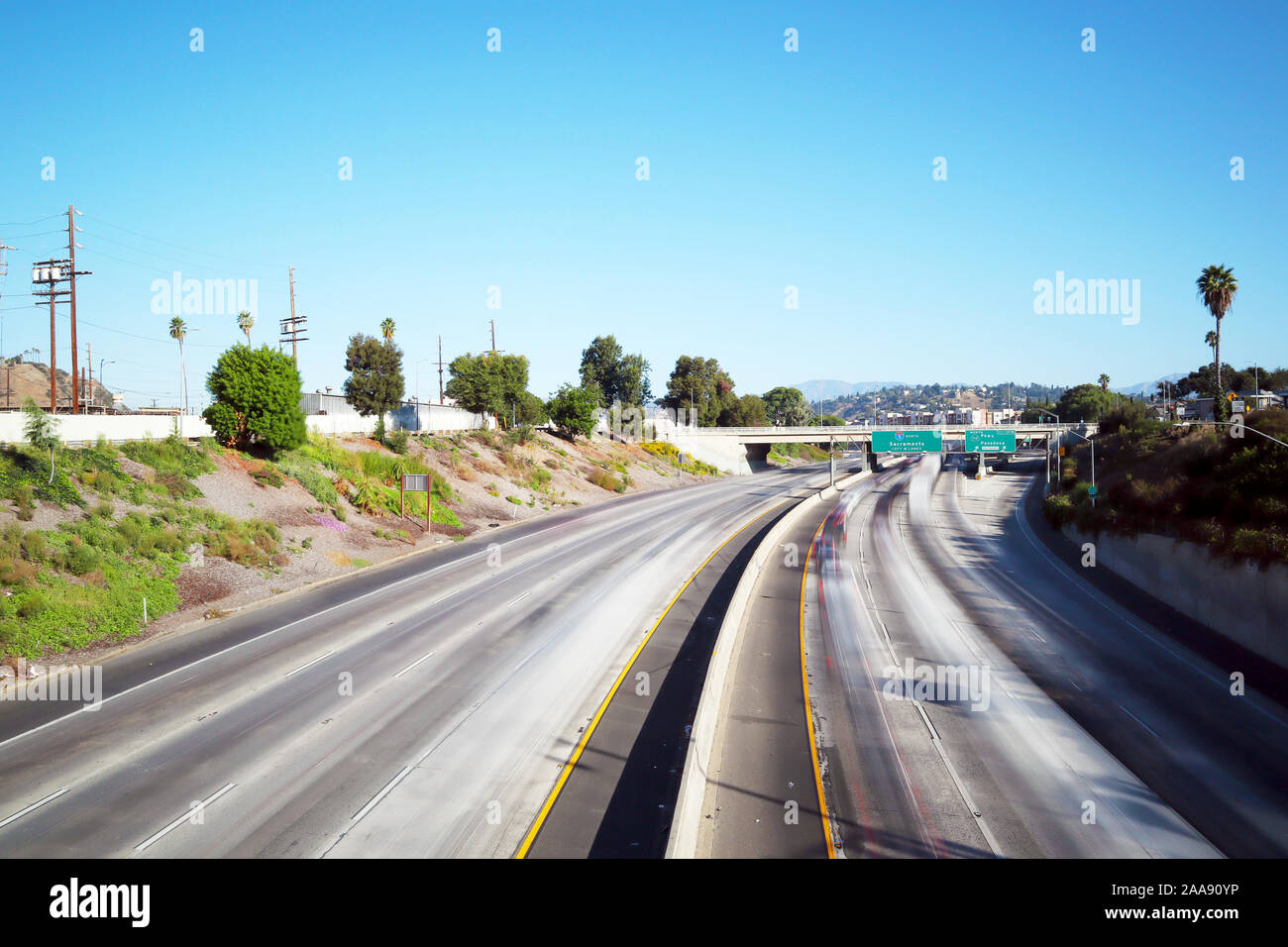 Los Angeles, California - Traffic on Interstate 5, I-5 Highway view ...