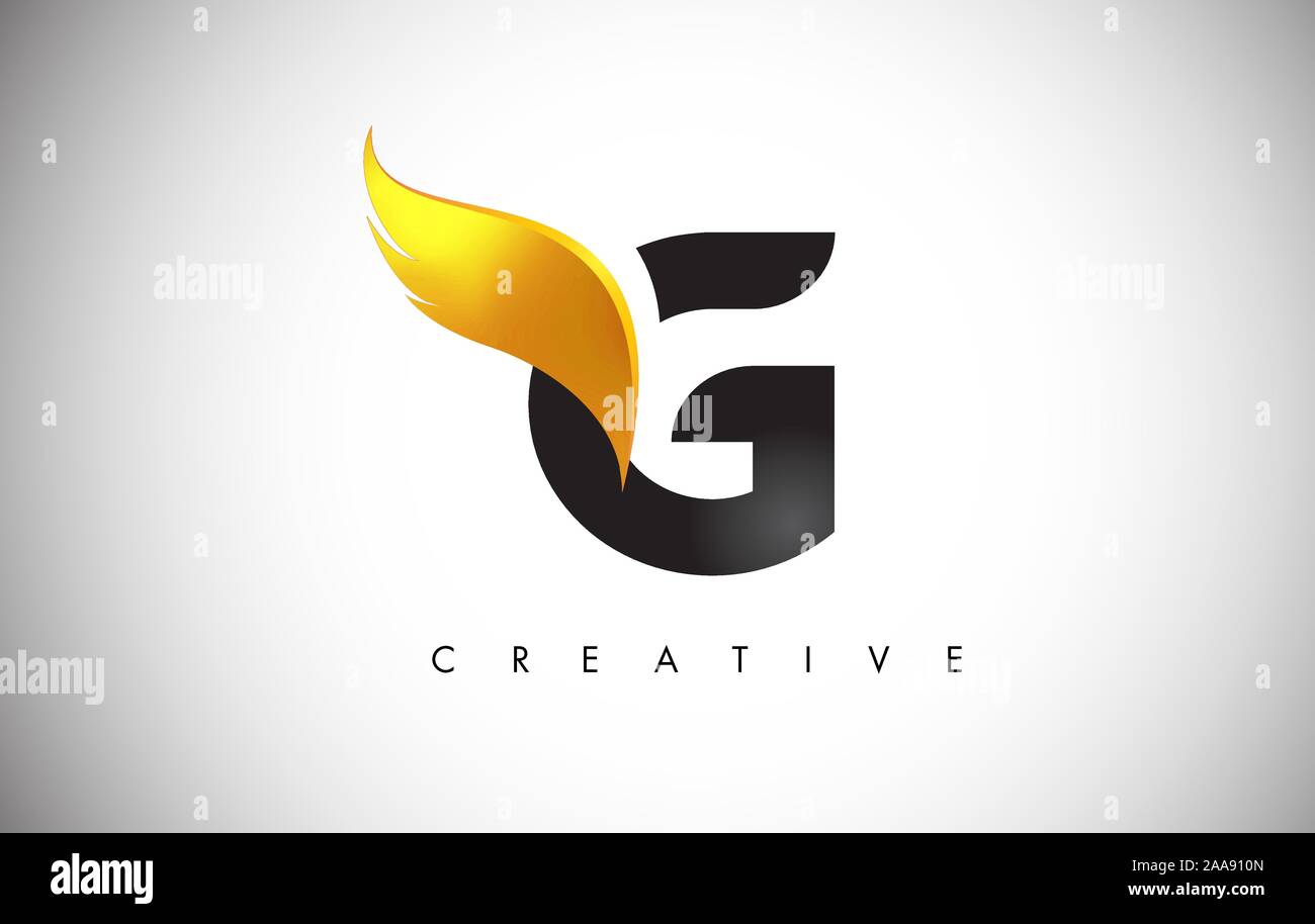 Gold G Letter Wings Logo Design Icon. Flying Wing Letter Logo with ...