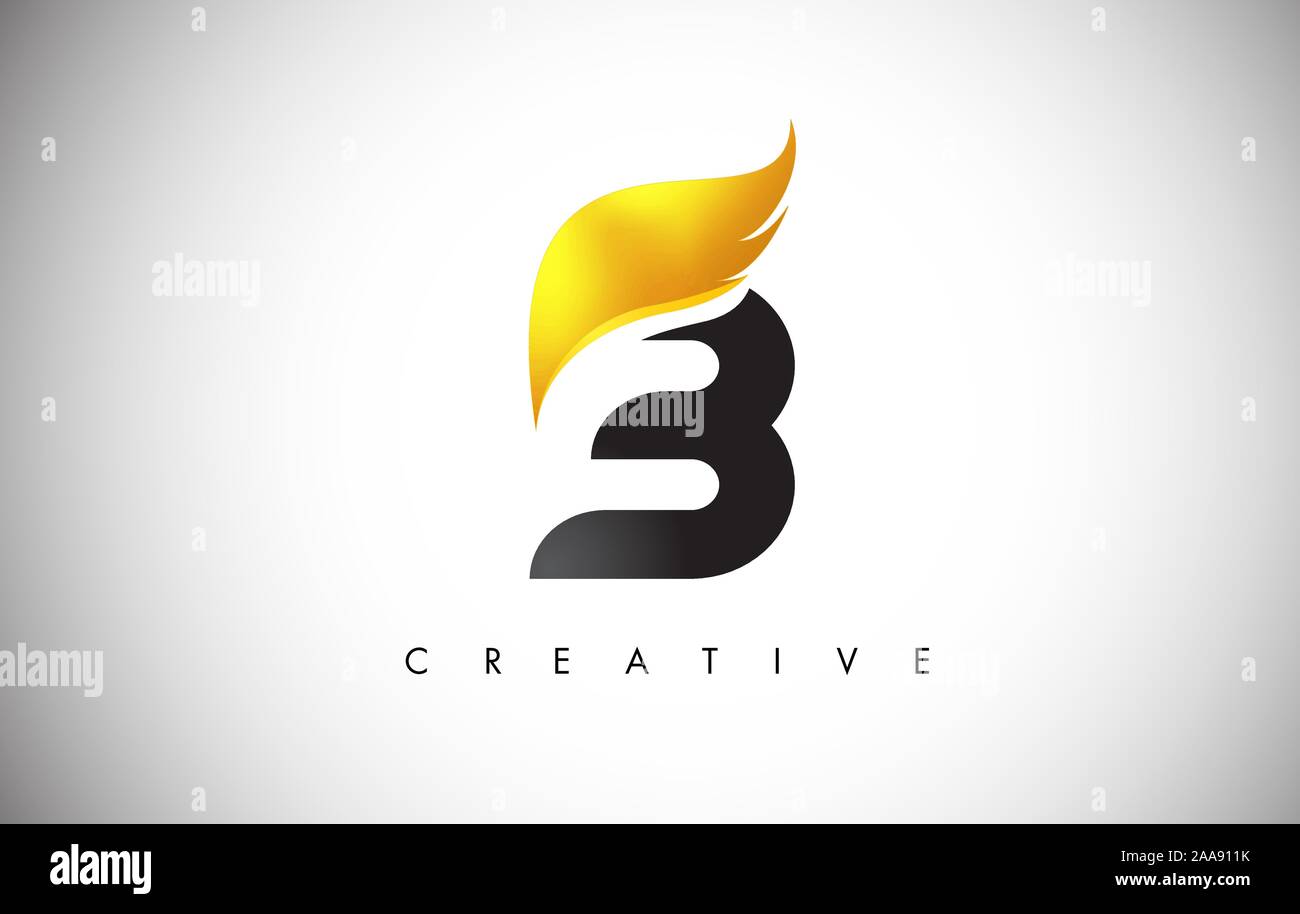 Gold B Letter Wings Logo Design Icon. Flying Wing Letter Logo with ...
