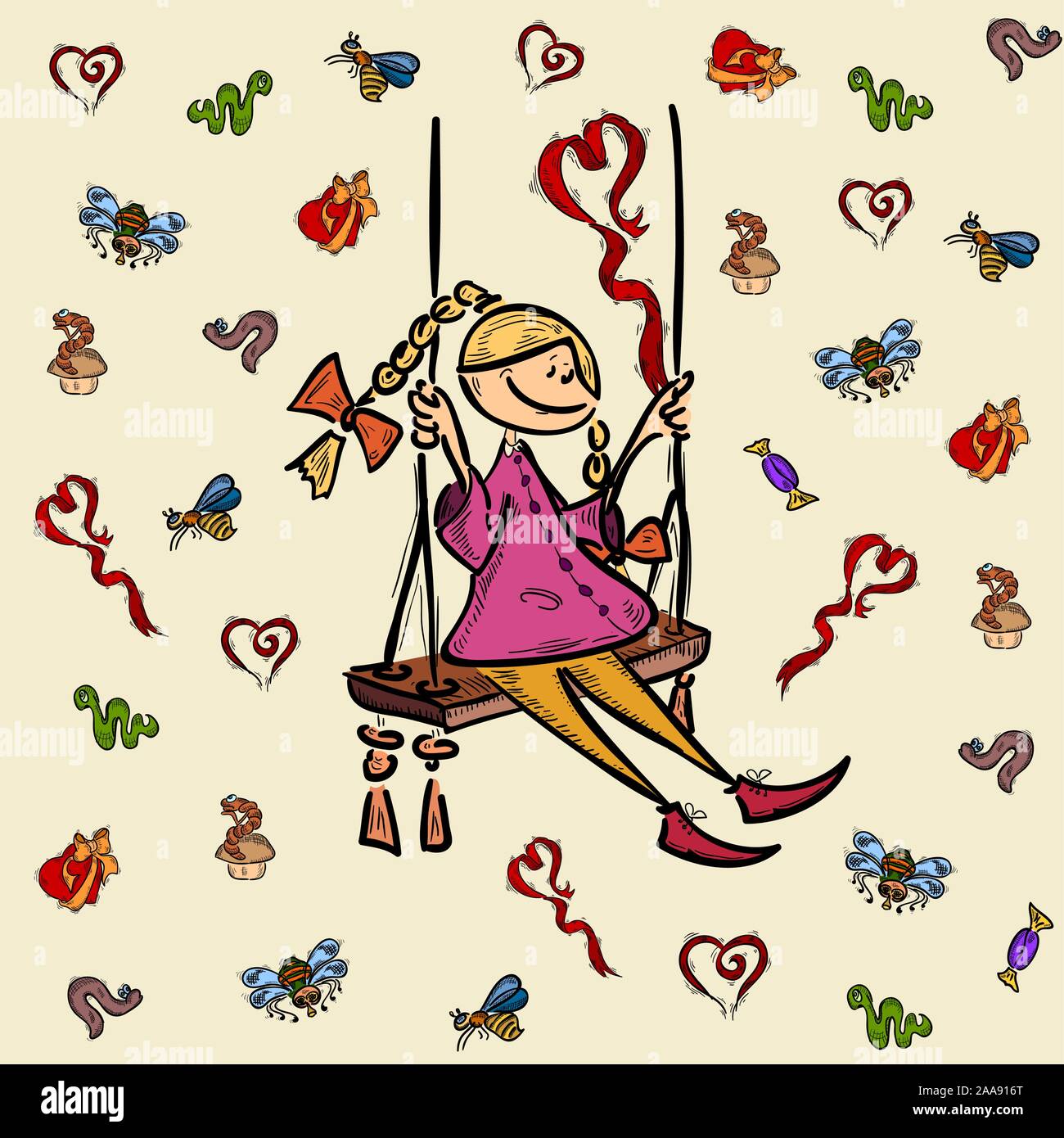 cartoon character girl kid Stock Vector Image & Art - Alamy